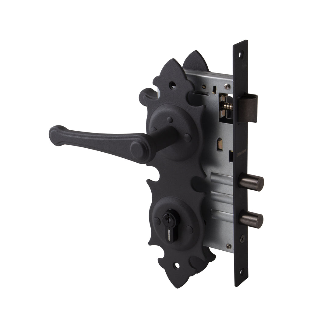 Cerradura Embutir Oister Con Placa Trancura Manilla Interior - Negro – ODIS