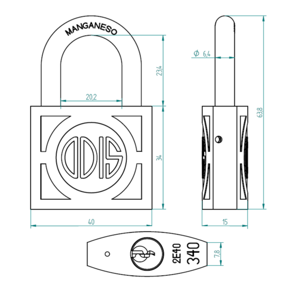 Candado Odis 340 40mm - Llave maestra - Servicio Amaestrado – ODIS